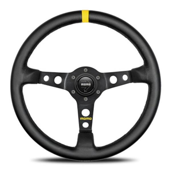 商品名：ULTRA SERIES MOMO STEERING WHEEL MOD.07 BLACK LEATHER モモ ステアリング・ホイール モデル07 ブラックレザーサイズ（外径）：348mmサイズ（Dish / グリップ）：70mm...
