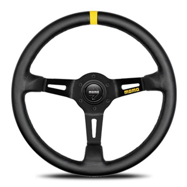 商品名：ULTRA SERIES MOMO STEERING WHEEL MOD.08 LEATHER/BLACK SPOKE モモ ステアリング・ホイール モデル08 レザー/ブラックスポークサイズ（外径）：350mmサイズ（Dish /...