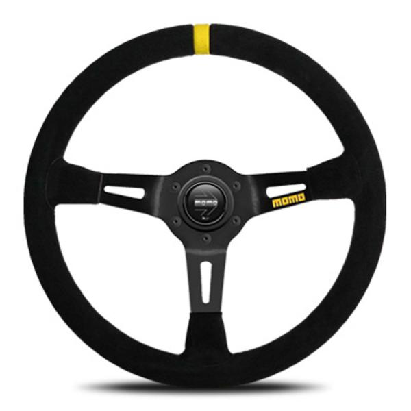 商品名：ULTRA SERIES MOMO STEERING WHEEL MOD.08 SUEDE/BLACK SPOKE モモ ステアリング・ホイール モデル08 スエード/ブラックスポークサイズ（外径）：350mmサイズ（Dish / ...