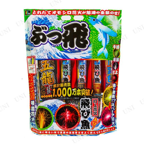大迫力の打上、噴出花火入り！大人気の打上花火「飛び魚」も入ったボリューム感たっぷりのバラエティー花火セットです。家族や友達と一緒に夏の夜を楽しもう！【キーワード】外遊びグッズ,アウトドア,レジャー,はなび,ハナビ,おもちゃ,玩具,オモチャ,...