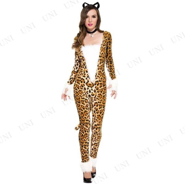 ヒョウの女性用コスチューム。ボディスーツ、耳付きカチューシャ、首輪、尻尾のセットです【キーワード】KEYアニマルコス,KEY18アニマル,レディース,豹,レオパード,ハロウィン,衣装,コスプレ,大人用,パーティーグッズ,余興,動物,仮装グッ...