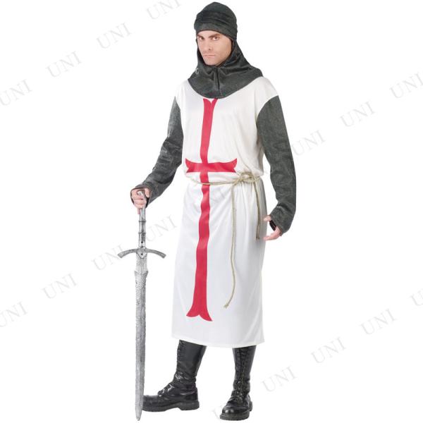 中世ヨーロッパで活躍したテンプル騎士団のコスチューム。チュニック、フード、ベルトのセットです。別売りの剣などを持てば更に雰囲気UP！【キーワード】メンズ,戦士,ハロウィン,衣装,コスプレ,大人用,パーティーグッズ,余興,剣士,仮装グッズ,フ...