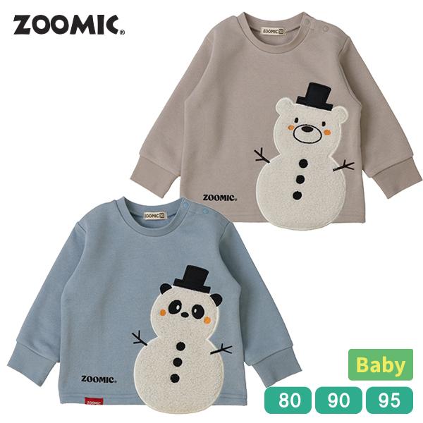 ◆商品説明ZOOMIC（ズーミック）雪だるまボアアップリケトレーナープードルボアの雪だるまワッペンがついたかわいいトレーナーです。脱ぎ着が楽ちんなスナップボタンが付いています。クマさん、パンダさんの形をした大きな雪だるまが特徴。ついつい触り...