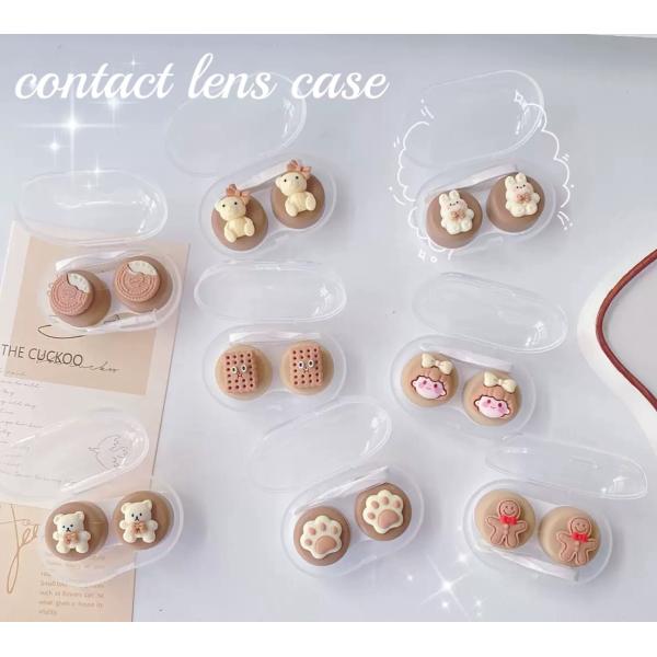 肉球、うさぎ、アイスクリーム、ジンジャークッキー、女の子がデコレーションされたとってもかわいいソフトレンズ用のコンタクトケースセットです。5種類の中よりお選びください。ピンセットと装着器具がセットになっているのでとっても便利！！プレゼントに...