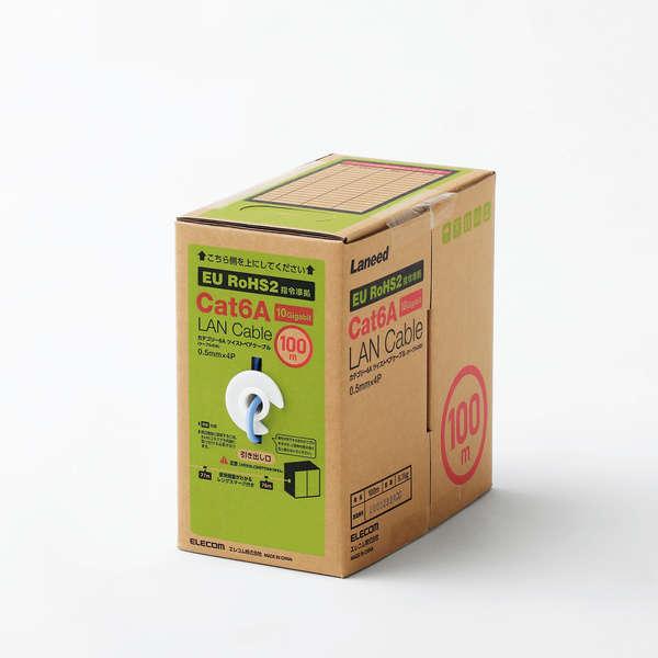 エレコム LANケーブル/CAT6A対応/EU RoHS指令準拠/コネクタ無し/単線/リレックス/100m/ブルー