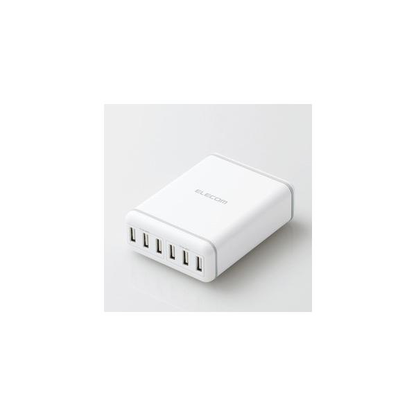 スマートフォン・タブレット用AC充電器/USB-A6ポート(おまかせ充電)/電源ケーブル1.5m/ホワイト