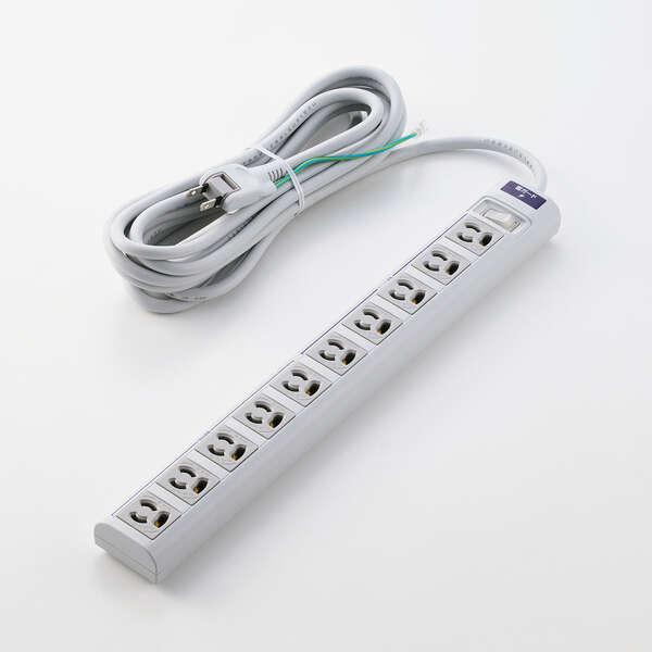 プロジェクターやモニターなどの3ピンプラグ機器を、アダプターなしで接続できる3ピンプラグ対応タップです。抜け止め機能付きの差込口を10口備え、設置に便利な仮固定用マグネット、狭い場所でも配線しやすい2ピンのスイングプラグ、点灯式一括スイッチ...