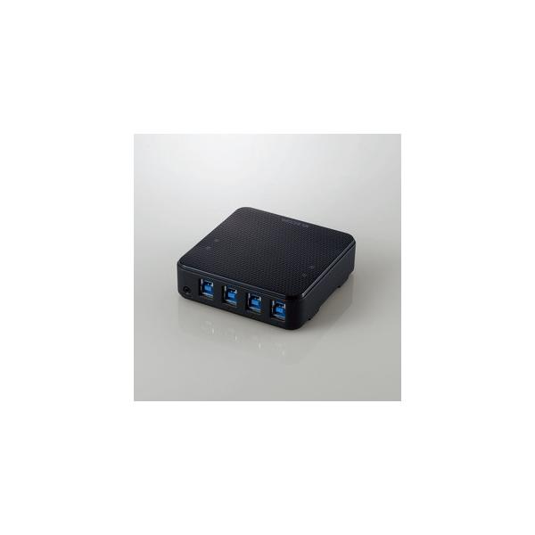USB切替器/USB3.0/PC側4ポート/接続機器4ポート/手元スイッチ/ブラック