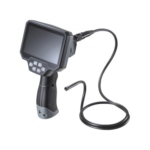 5インチ大型モニターを搭載した工業用内視鏡。先端に3つのカメラを搭載し側面の撮影も可能