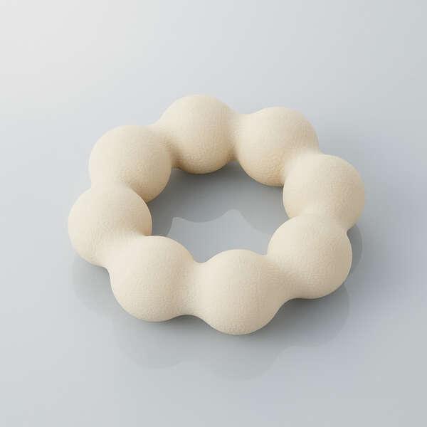 スキマ時間で二の腕キュッ。まるくてかわいいトレーニングチューブです。ソフトな“ふわふわ”タイプ。おうちでいつでも気軽に使えて、“ながらトレーニング”にぴったりです。