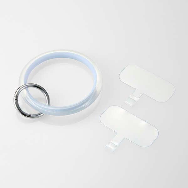 きらめくクリア感が特徴で、手首に通して使える&amp;meシリーズのスマホハンドストラップです。クリアリングとシルバーカラビナの組み合わせがアクセサリーのようで日常のファッションにも合わせやすいデザインです。