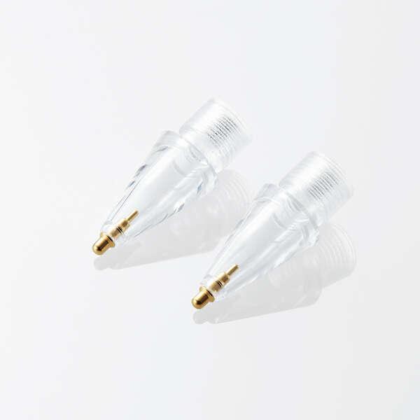 接地点が見やすいクリアタイプで、摩耗しにくい金属製の交換用ペン先です。ペン先が細く、透明度が高い樹脂を使用しているので、接地点が見やすく細かい作業に最適。Apple Pencil第1世代、第2世代に使用できます。