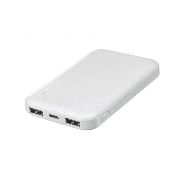 本体および付属ケーブルに再生素材を使用した、環境に優しい容量5000mAhのモバイルバッテリー。