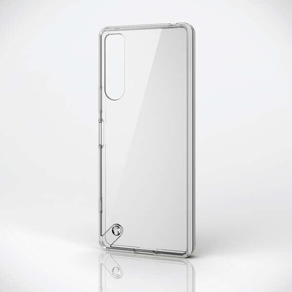 側面に弾力性のあるTPU素材を、背面に強じんで透明度の高いポリカーボネート素材を使用した、スリムなスタイルのXperia 5 IV(SO-54C/SOG09)用ハイブリッドケースです。
