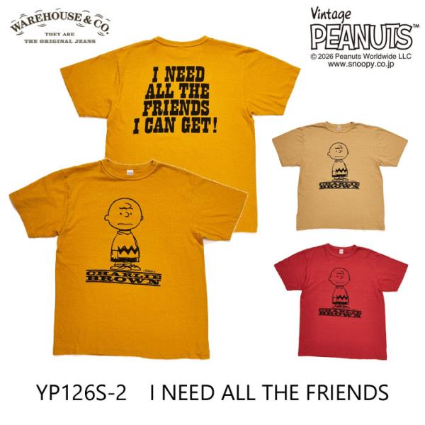 WAREHOUSE &amp; CO. ウエアハウス× PEANUTS ピーナッツNEED ALL THE FRIENDS (CHARLIE BROWN)YP126S-2 ￥12,100ウエアハウスの「VINTAGE PEANUTS」として...