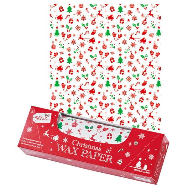 ■商品コード：XW300B-50■商品名：ワックスペーパー M(クリスマスカラー) 50枚入 ボックスタイプ■材質：パラフィン紙(片面ワックス加工)■容量：-■サイズ：218×250mm●直接食品をラッピングしていただけます。 ●油分の多い...