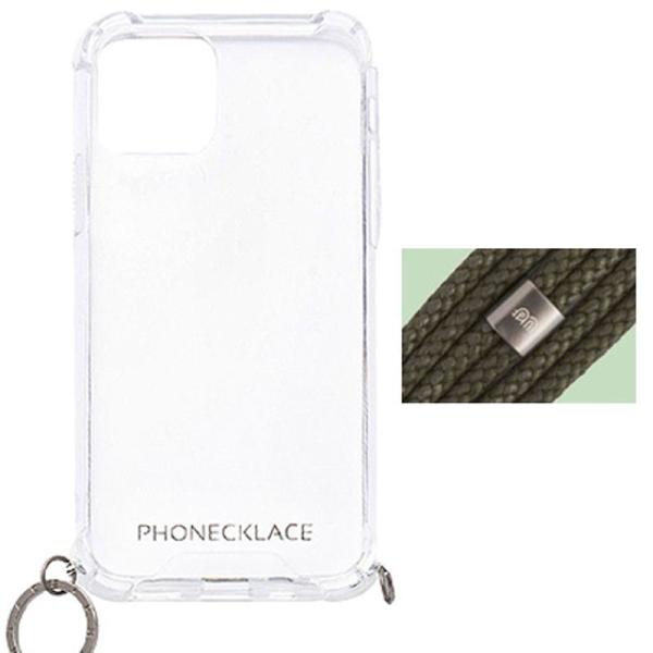 取り外し可能なショルダーストラップにロゴ入りリング型チャームがおしゃれPHONECKLACE iPhone12 iPhone12Pro ロープショルダーストラップ付クリアケースPHONECKLACE「ロープショルダーストラップ付きクリアケー...