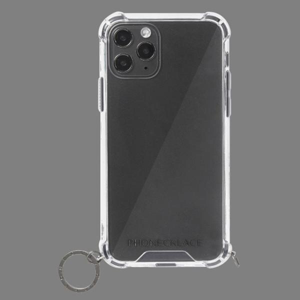 ロゴ入りリング型チャームがおしゃれなハイブリッドケースPHONECKLACE iPhone12　iPhone12Pro ストラップ用リング付クリアケースPHONECKLACE「ストラップ用リング付きクリアケース」は、スタイリッシュなチャーム...