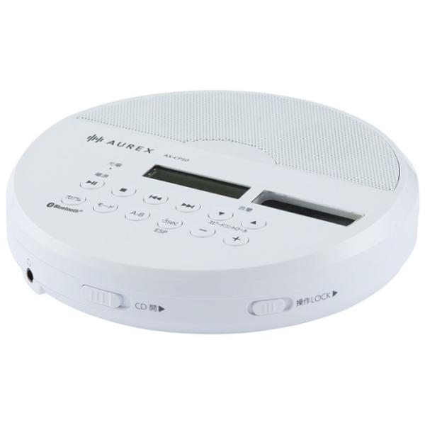 東芝 ポータブルCDプレーヤー スピーカー搭載 AUREX CD窓 語学学習 充電対応 多機能モデル AX-CP50-W ホワイト Bluetooth イヤホン付き 2WAY電源 乾電池 USB充電爆買