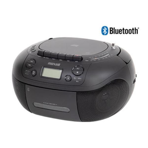 マクセル CDラジカセ Bluetooth対応 CDラジオカセットレコーダー MXCR-200 ブラック カセットテープ USBメモリー microSDカード 再生 録音 電源2WAY AC 乾電池爆買