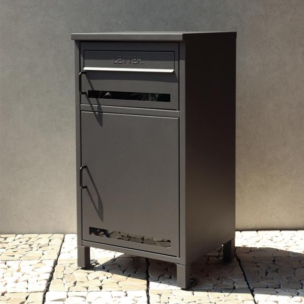 MOJYU 宅配ボックス付ポスト Gioele ジョエレ PBX-047 ダークグレー 鍵付き 郵便ポスト ポスト一体型宅配BOX 玄関 おしゃれ モジュ