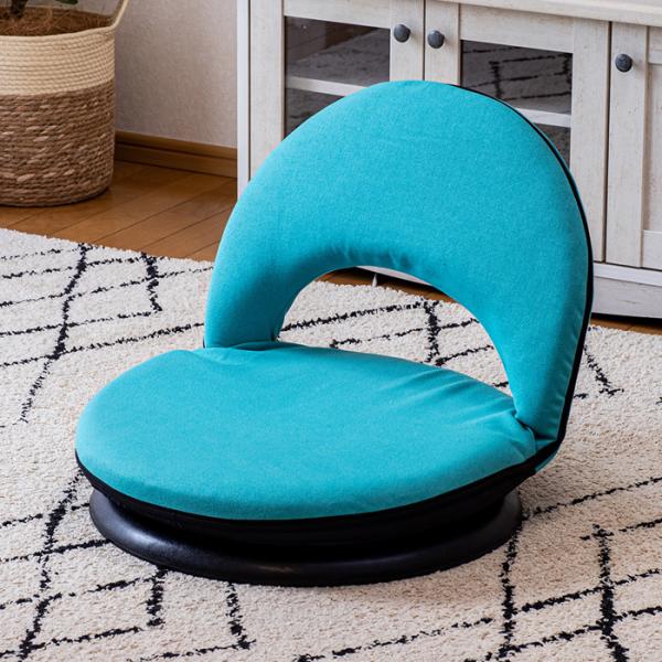 SUWALABO スワラボ 座椅子 porte ポルテ コンパクト回転座椅子 RMJD-25-TBL ターコイズブルー スタジオいぶき 座イス 回転式 リクライニング インテリア ソファー かわいい おしゃれ テレワーク キュート ポップ ...