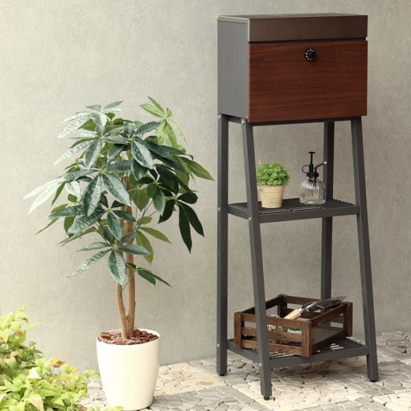 郵便ポスト スタンドポスト Lexi レクシー SDM-049 ダークグレー/ブラウン木目 MOJYU 家庭用 個人用 一戸建て 一軒家 ポスト 郵便受け メールボックス 玄関 おしゃれ