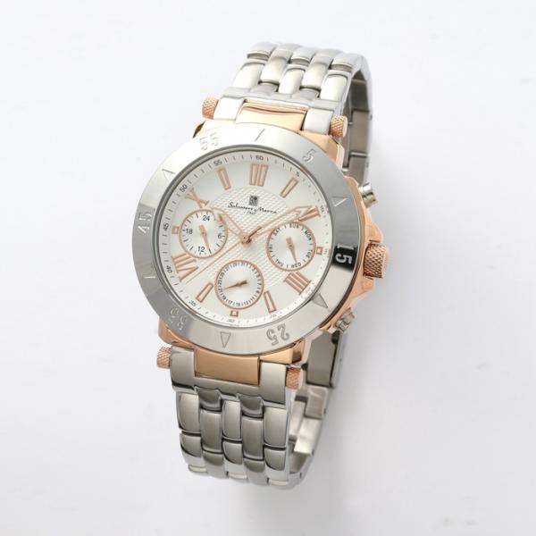 Salvatore Marra サルバトーレマーラ メンズ 腕時計 マルチファンクション SM22108-PGWH メンズ腕時計 イタリアブランド ステンレススチールベルト 10気圧防水