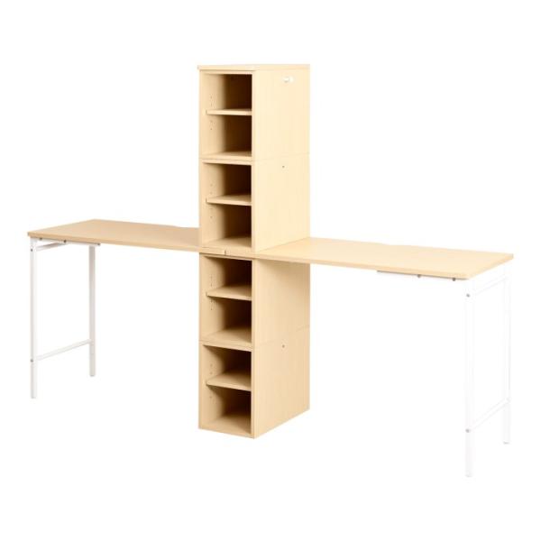 JKプラン 高さ調節ジュニアデスク ツインデスク 学習机 UNI-0008SET-NAWH ナチュラル×ホワイト 子供 ツイン 勉強机 ふたり用 デスク 高さ調節 コンパクトデスク 学習デスク ロータイプ デスクの高さ調整 幅180cm 高...