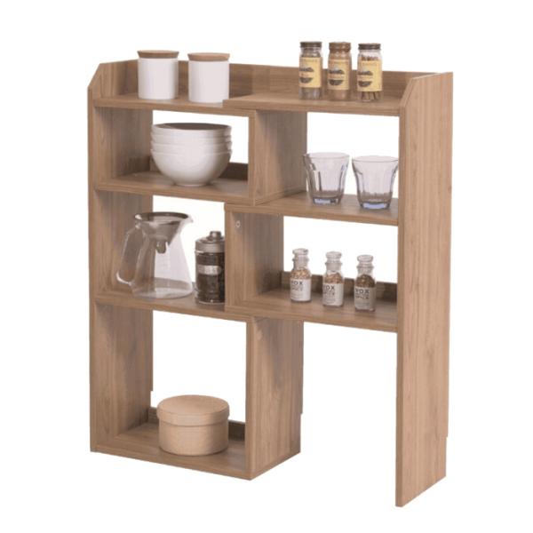 JKプラン キッチンカウンター下収納 伸縮スライドラック 幅40〜71.5cm 高さ80cm YHK-0206-BR ブラウン 薄型 伸縮ラック 収納ラック リビング収納 ジェイケイ・プラン JK-PLAN