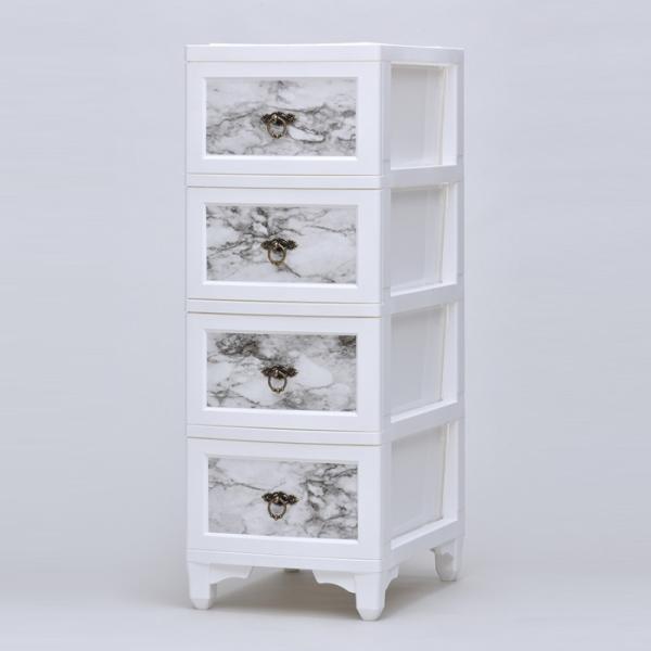 アイ・エル・シー カドリープレミアム 4段 マーブル CDL-04W-MB ホワイト LUGS Japan チェスト