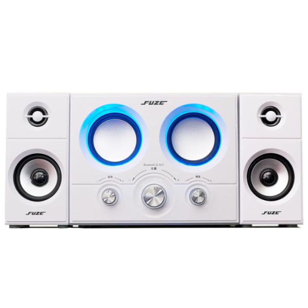 フューズ 2.1ch アンプ内蔵 Bluetoothスピーカー 重低音ダブルウーファー DAS219BT-W ホワイト FUZE