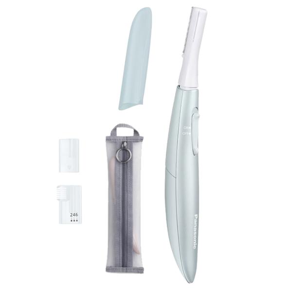 パナソニック フェイスシェーバー フェイスフェリエ マユカバー・マユコーム付き プレミアムモデル ES-WF63-A ブルー 乾電池式 ムダ毛ケア ウブ毛 眉毛 コンパクト ポーチ付き フェイス用シェーバー 顔用シェーバー