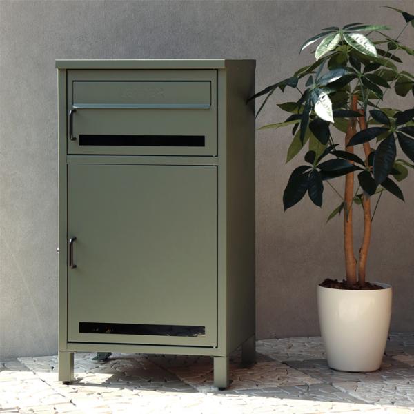 MOJYU 宅配ボックス付ポスト Gioele ジョエレ PBX-048 エバーグリーン 鍵付き 郵便ポスト ポスト一体型宅配BOX 玄関 おしゃれ モジュ