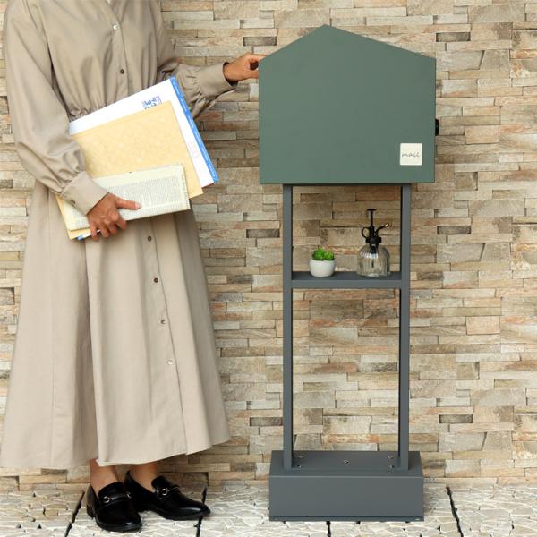 MOJYU 郵便ポスト スタンドポスト Dalila ダリラ SDM-077 フォレストグリーン 鍵付き 郵便受け スタンドタイプ 玄関ポスト おしゃれ モジュ