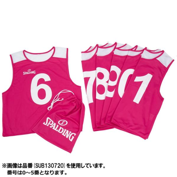 ■サイズ：free■素材：POLYESTER 100%■吸汗速乾素材使用。肩に切り替えの入った2色使いが珍しいビブス。番号は0から5の6枚セット。■カラー：PINK※こちらの商品は、メーカー取り寄せ品となります。※メーカー在庫の変動により納...