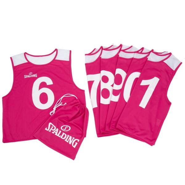 ■サイズ：free■素材：POLYESTER 100%■吸汗速乾素材使用。肩に切り替えの入った2色使いが珍しいビブス。番号は6から11の6枚セット。■カラー：PINK※こちらの商品は、メーカー取り寄せ品となります。※メーカー在庫の変動により...