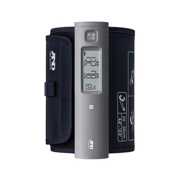 エー・アンド・デイ A＆D NFC内蔵 上腕式ホースレス血圧計 UA-1100NFC-GY グレー カフ一体型 コンパクト スマホ連動