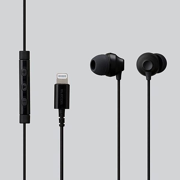 【発売日：2019年07月12日】EHP-LF12CMBK ELECOM EHP-LF12CM EHPLF12CMBK エレコム EHPLF12CM ステレオヘッドホン マイク付 耳栓型 Lightning 10.0mmドライバ FAST ...