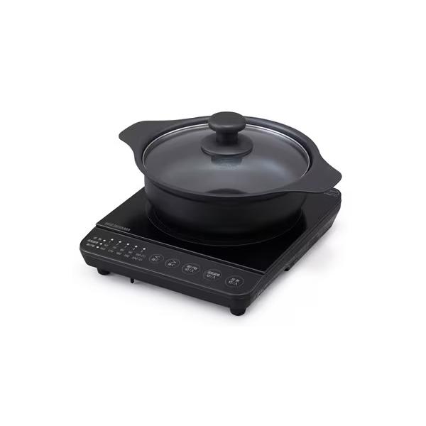 【発売日：2024年07月09日】IHKP-T39220-B アイリスオーヤマ IHKP-T39220 IHKPT39220B IHKPT39220 IHコンロ鍋セット 1000W ブラック