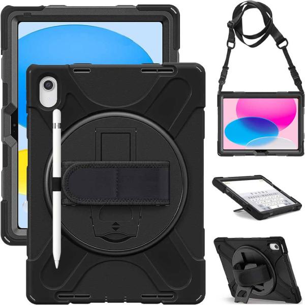 アイパッド / iPad / A16/ 第10世代 / 第9世代 / 第8世代 / 第7世代 / 第6世代 / 第5世代 / 保護ケース  ショルダーベルト付 スタンド機能 ペン収納付ケース