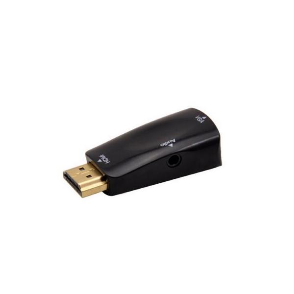 【送料無料】HDMI to VGA アダプタ☆（オスーメス）3.5mm音声出力付☆HDMI信号ををVGA出力信号に変換するアダプター音声出力付 アダプター型