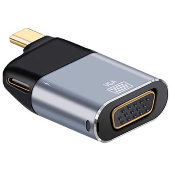 TypeC USB C to VGA 変換アダプター  VGA Full HD(1920×1080)/60Hz映像出力USB-C 急速充電PD(100W)