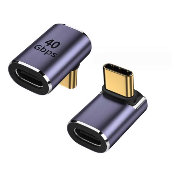 USB-4 Type-C 40Gbps 高速転送 PD100/5A　8K映像出力対応変換アダプタ1個の代金です。仕様4：オスメス/直角90°※重要：お買い上げ仕様に関しまして、ご利用の機器よくご確認の上ご検討くださいませ。