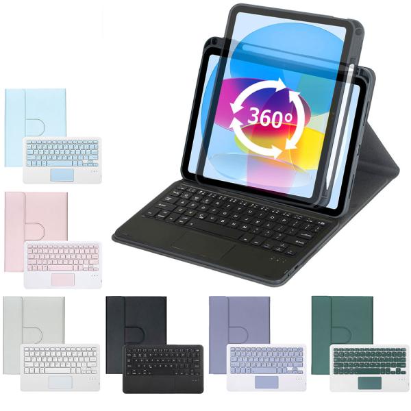 6カラー/ iPad  A16  第10世代 用 / 360度回転式 キーボード付き ケース / タッチパッド搭載 /360度回転＆縦横対応 / 分離可能なBluetoothキーボード / アイパッド