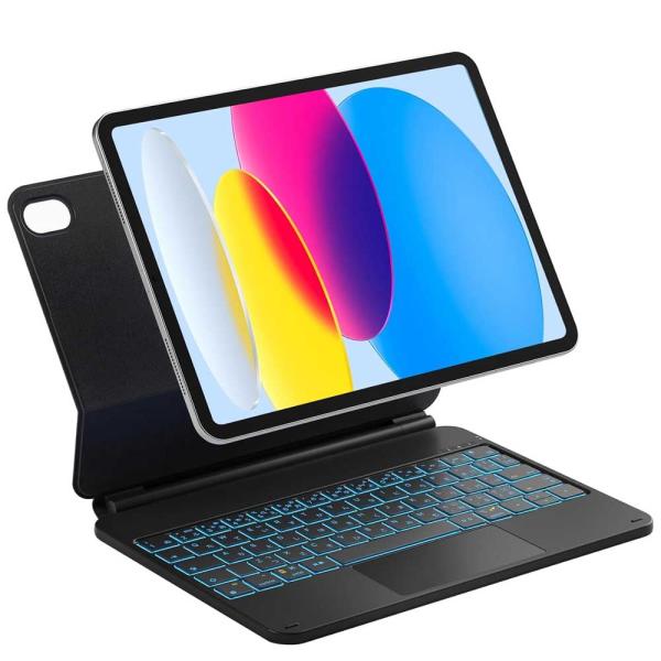 アイパッド iPad A16 / 第10世代 用 キーボード付ケース マジックキーボード仕様 ローマ字入力 タッチパッド搭載 RGB 7色バックライト 磁気吸着 ワイヤレス
