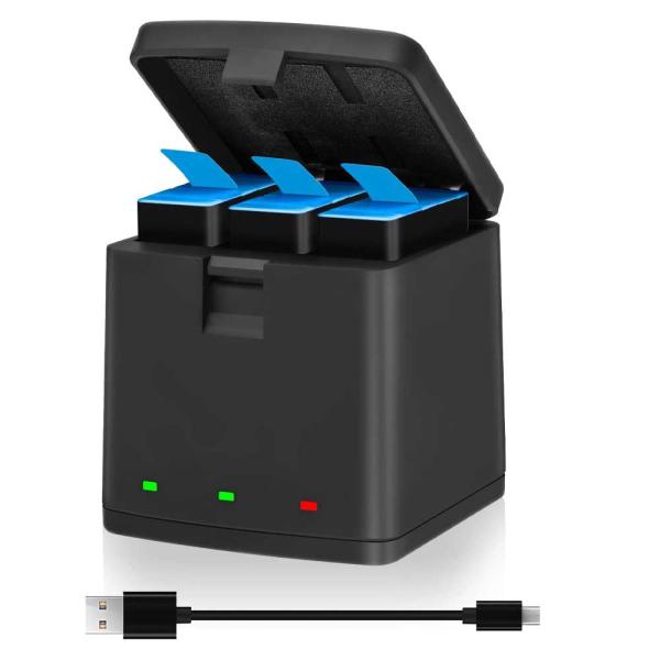 ●日本電気安全規制PSEマーク取得製品【トリプル充電器】　最大3つのバッテリーを同時に充電でき、バッテリーを保管するための収納ボックスとしても設計されています。【GoPro Hero 13オリジナルバッテリーと100％互換性あり】　急速充電...