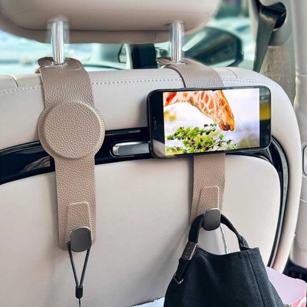 2in1 スマホホルダー ヘッドレスト フック 車 マグセーフ magsafe iPhone 16 15  車後部座席用フック マグネット吸着スタンド ヘッドレスト フック カー用品 収納 グッズ
