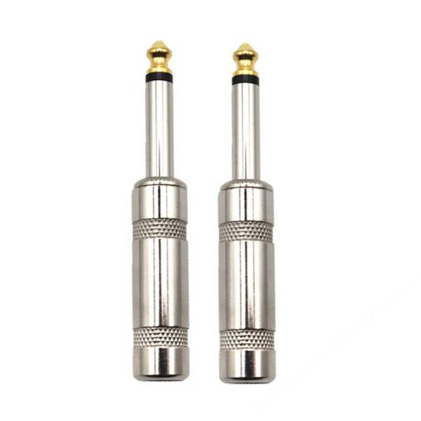 ストレート+ストレート　2個セット自作用ステレオ標準プラグ6.35mm高品質ステンレス鋼と銅で作られ、密封性がよく、丈夫で耐久性があります。カラー：シルバー（先端部：金メッキ仕上げ）Sタイプ：1/4インチ（6.35ｍｍ）サイズで、ストレート...