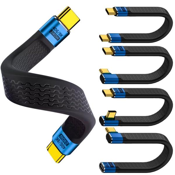 USB-C 40Gbps 240W 延長ケーブル PD急速充電 40Gbps高速データ転送 折り曲げ可能 差し込みにくいUSBポートの延長 形状多数 USB-Cポート搭載のスマホ/ タブレット/ノートパソコン等に対応 送料無料